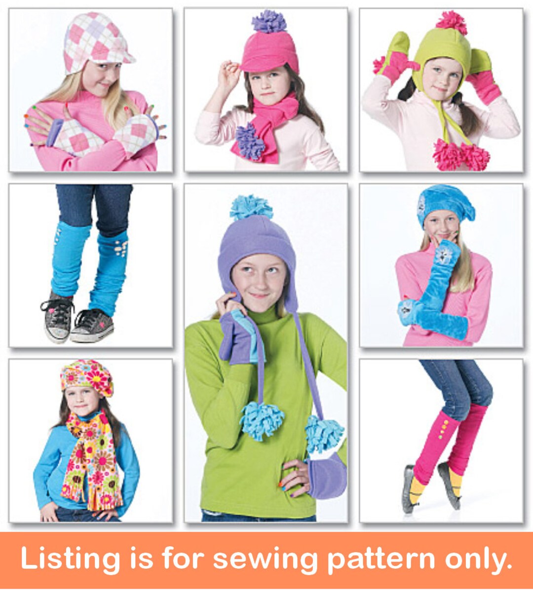GIRLS SEWING PATTERN | Sew Winter Clothes Clothing | Leg Warmers Hat ...