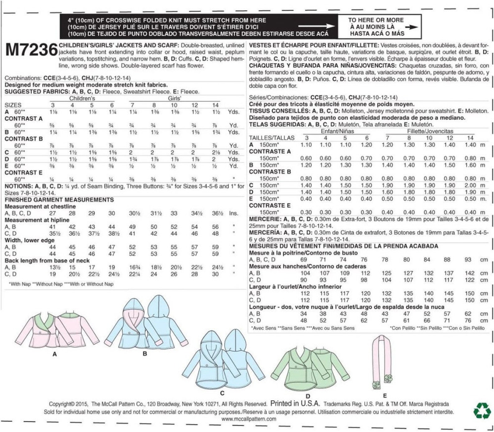 Fleece COAT SEWING PATTERN | Sew Girls Clothes | Jacket Hood Scarf ...