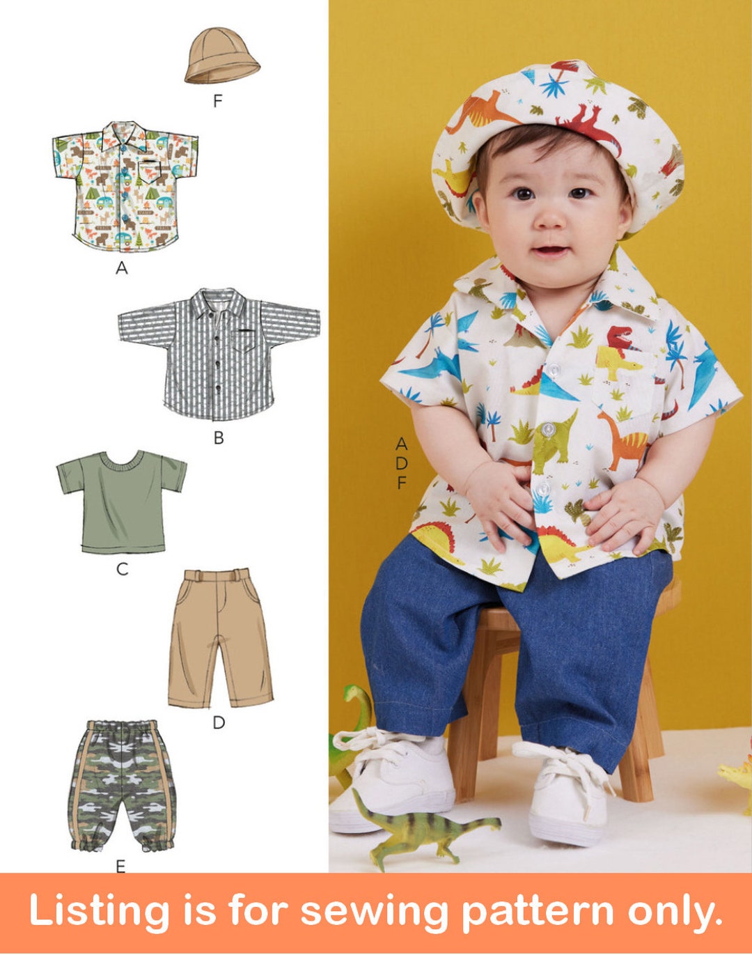 BABY SEWING PATTERN | Sew Boys Clothes Infant Clothing | Button-down T ...
