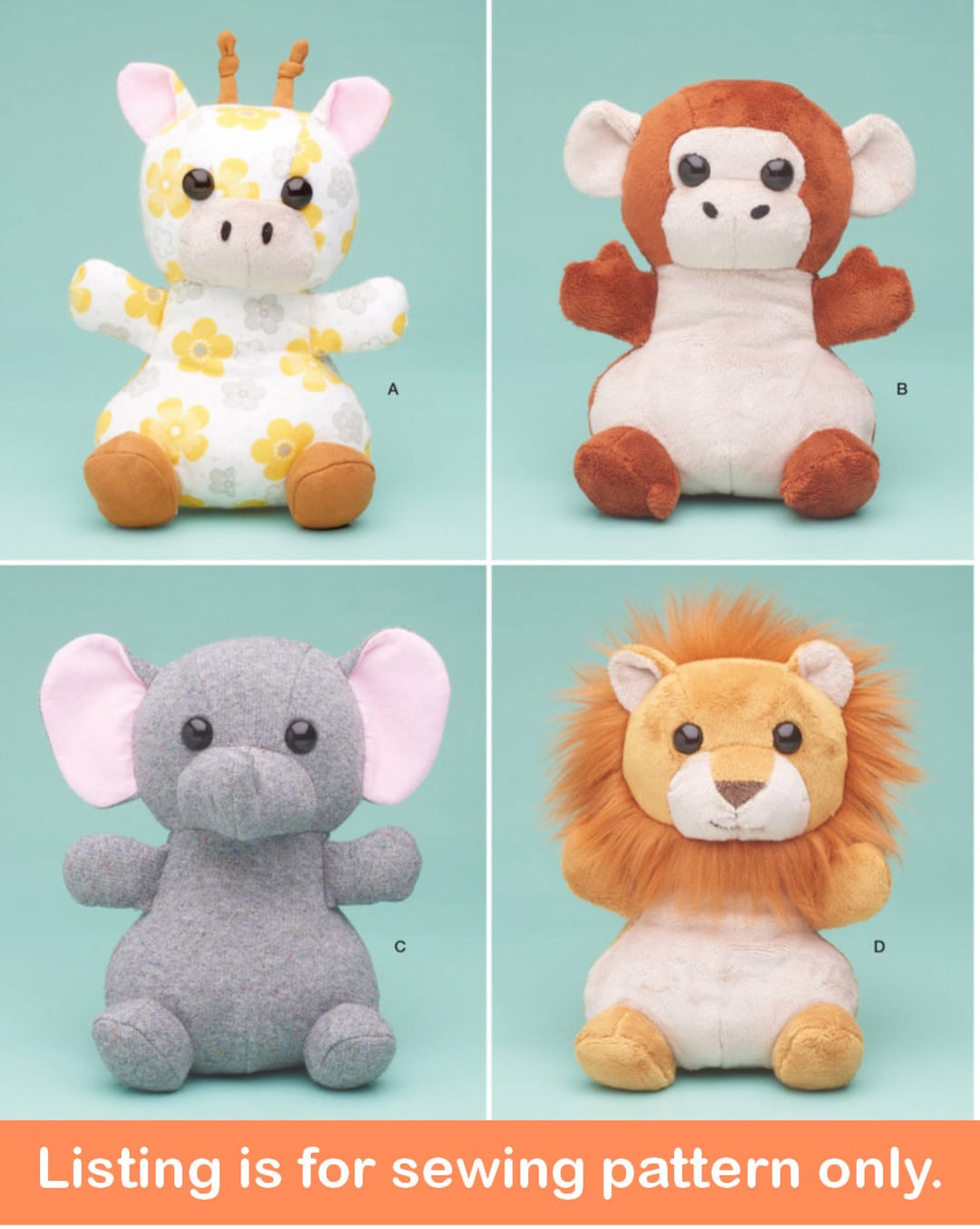 STUFFED TOY Sewing PATTERN | Sew Cute Cloth Soft Plush Animals | Kids ...