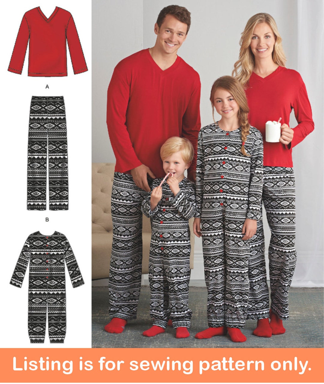 PAJAMAS SEWING PATTERN | Sew Matching Adult Kid | Mother Daughter ...