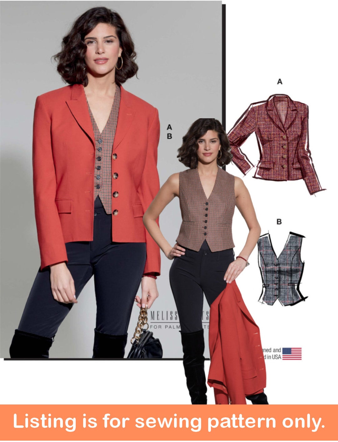 BLAZER VEST Sewing PATTERN | Sew Womens Clothes Clothing | Suit Jacket ...