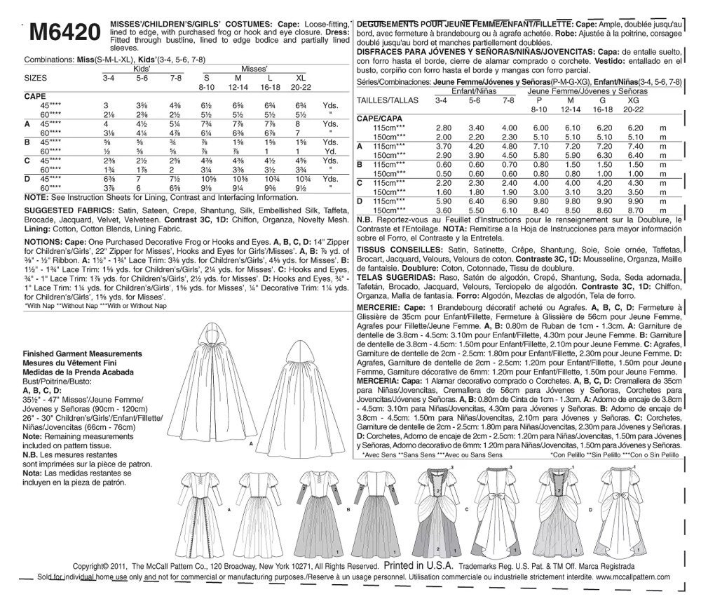 COSTUME SEWING PATTERN make Halloween Carnival Dress Girl | Etsy