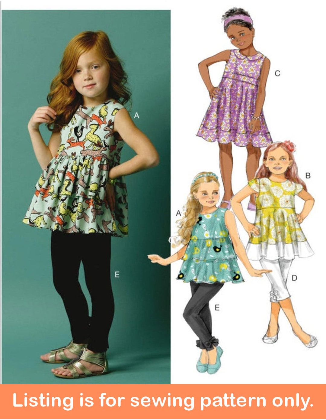 GIRLS SEWING PATTERN | Make Girls Clothes | Kids Clothing Tunic Top ...