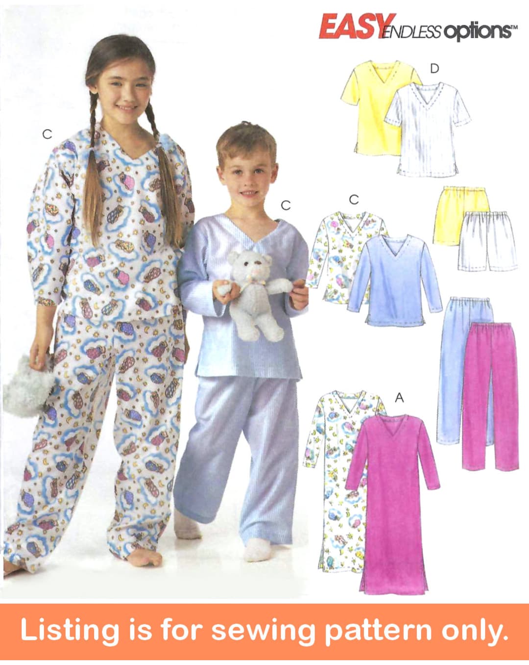 SLEEPWEAR SEWING PATTERN Make Boys Girls Clothes Clothing Pajamas ...