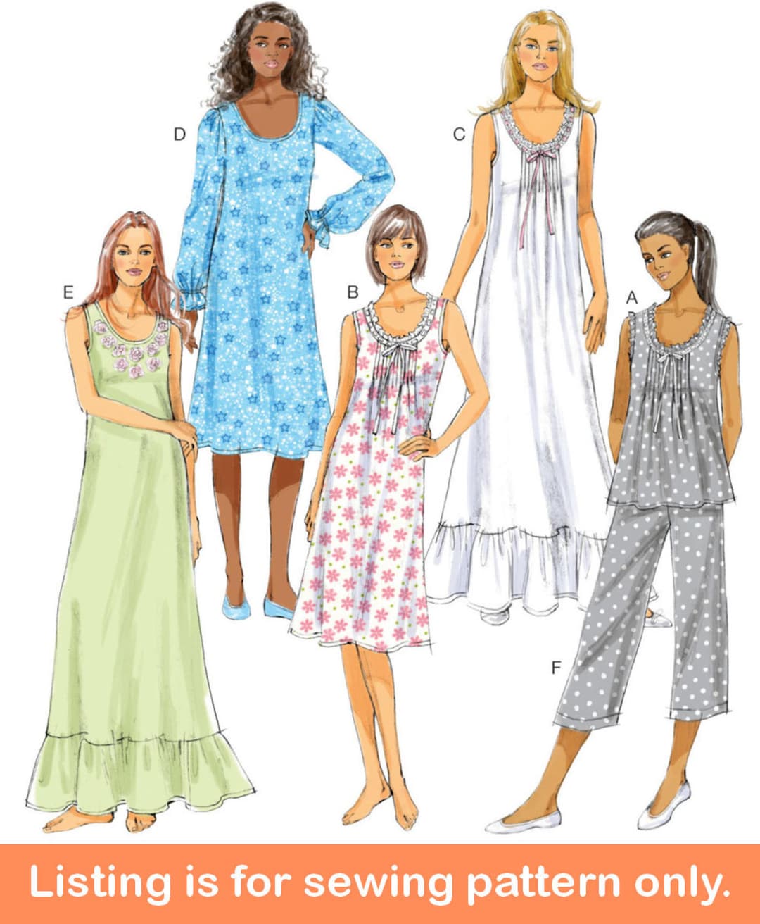 SLEEPWEAR SEWING PATTERN | Sew Womens Clothes Clothing | Nightgown ...