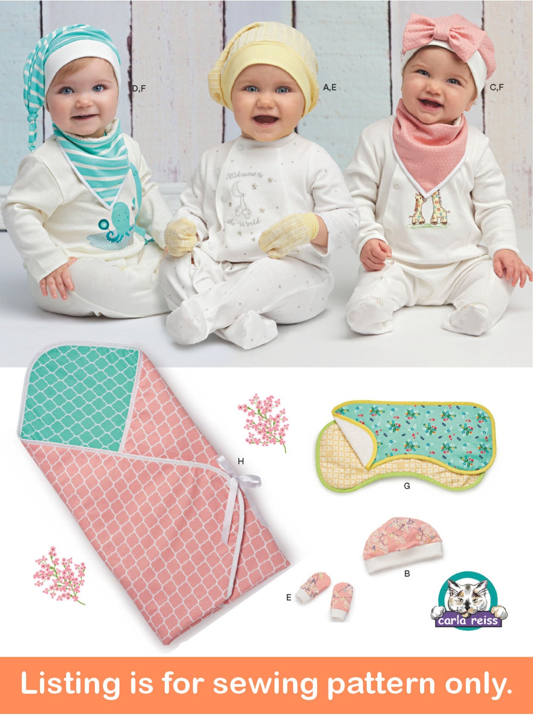LAYETTE SEWING PATTERN Make Baby Infant Newborn Accessories Burp Cloth ...