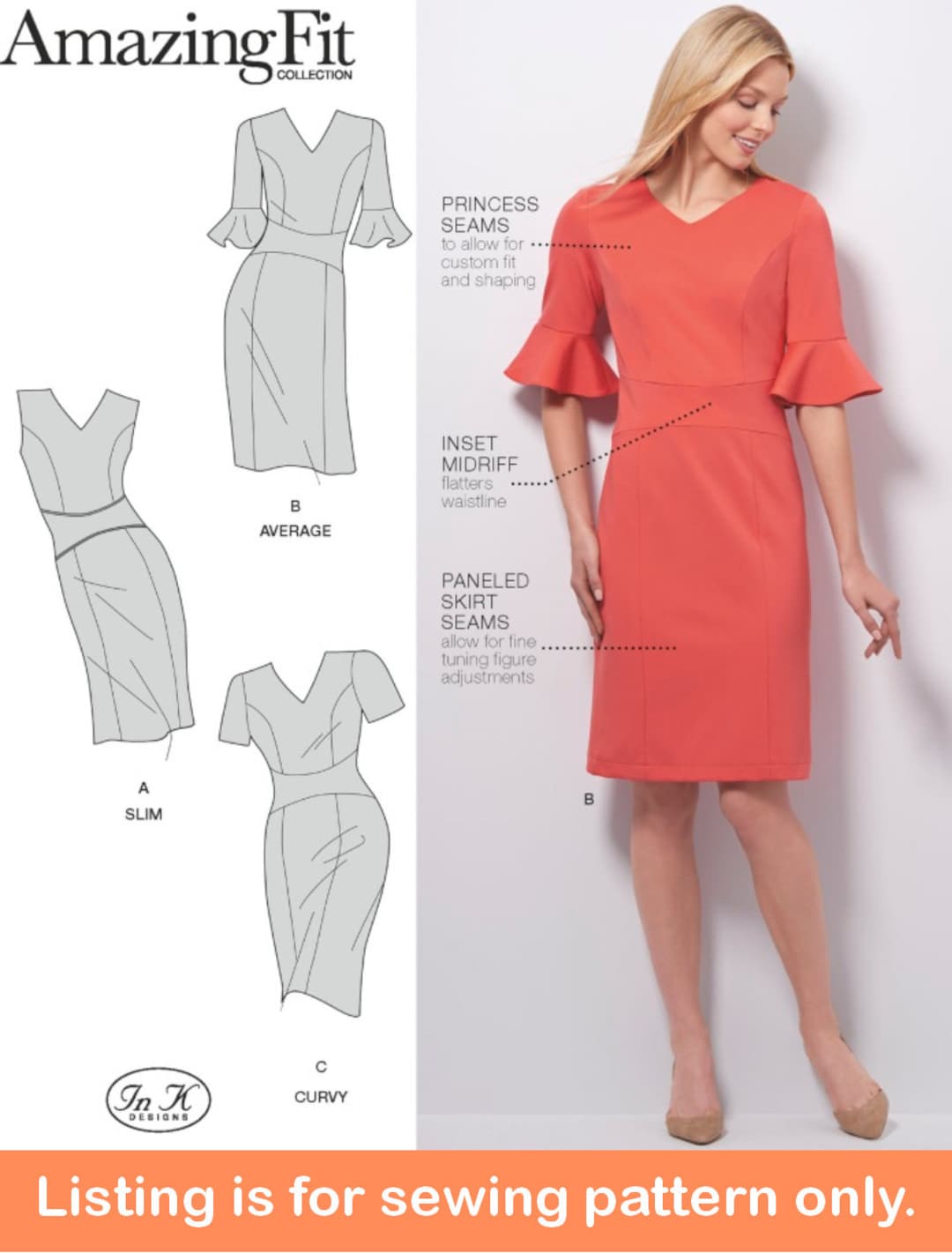 DRESS SEWING PATTERN | Sew Womens Misses Clothes Clothing | Custom Slim ...