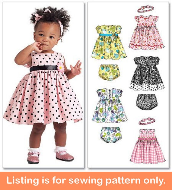 DRESS SEWING PATTERN Sew Baby Girls Clothes Infant Clothing Formal Party Headband Easter Size Newborn 1 3 6 9 12 18 Months Spring 9117 Etsy