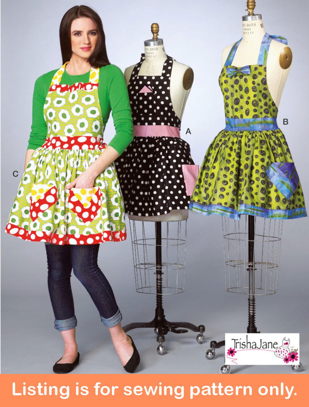 APRON SEWING PATTERN | Sew Womens Kitchen Craft Full Apron Short ...
