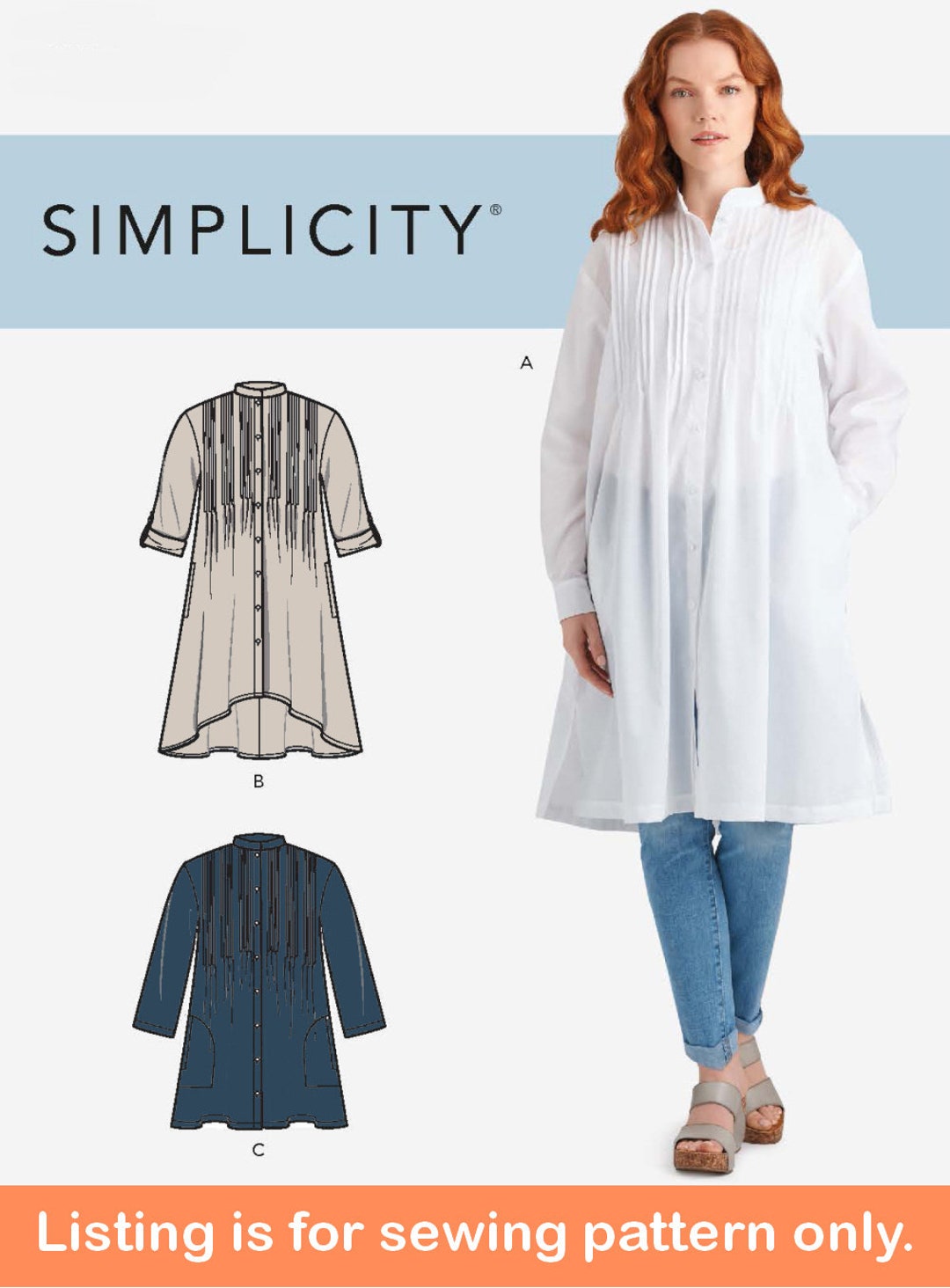 SHIRT SEWING PATTERN | Sew Women Clothes Clothing | Extra Long Top ...