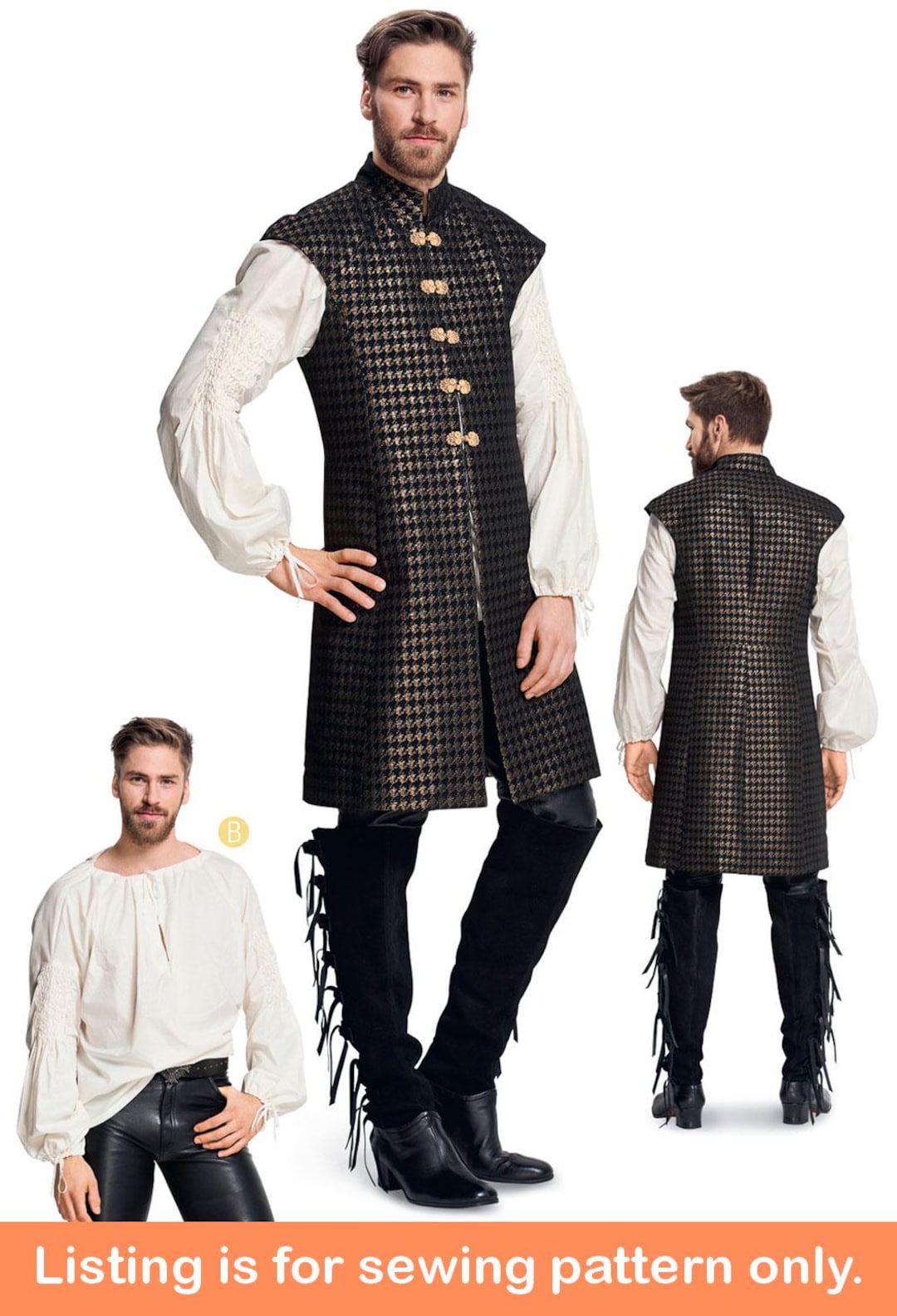COSTUME SEWING PATTERN | Sew Mens Shirt Jacket Tabard | Medieval ...