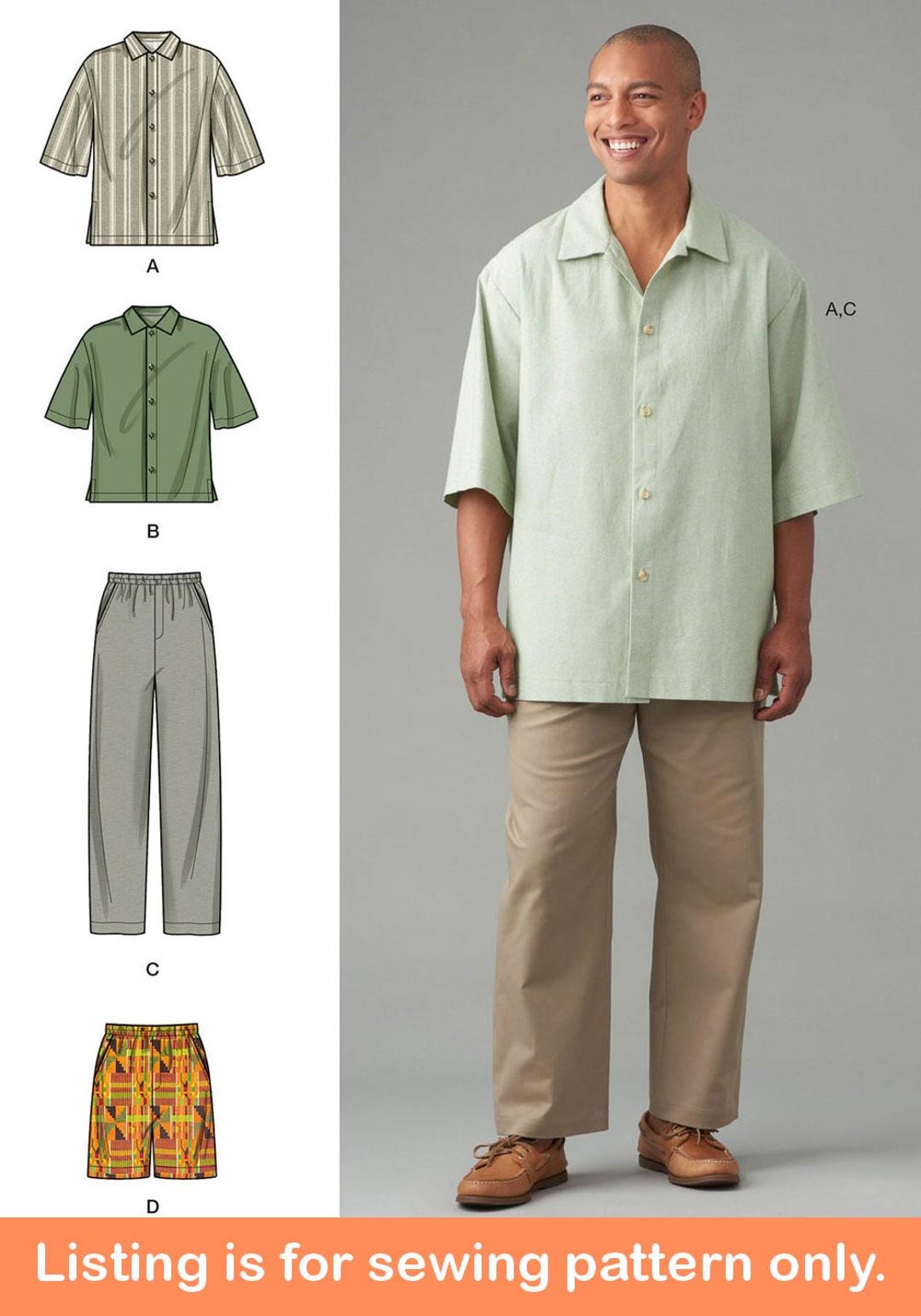 MEN SEWING PATTERN | Sew Summer Clothes Clothing | Button Down Shirt ...
