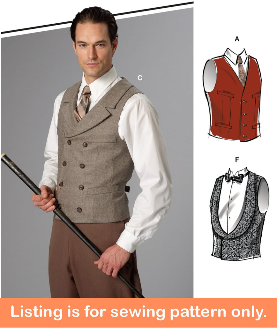 VEST SEWING PATTERN Sew Mens Clothes Clothing Costume - Etsy
