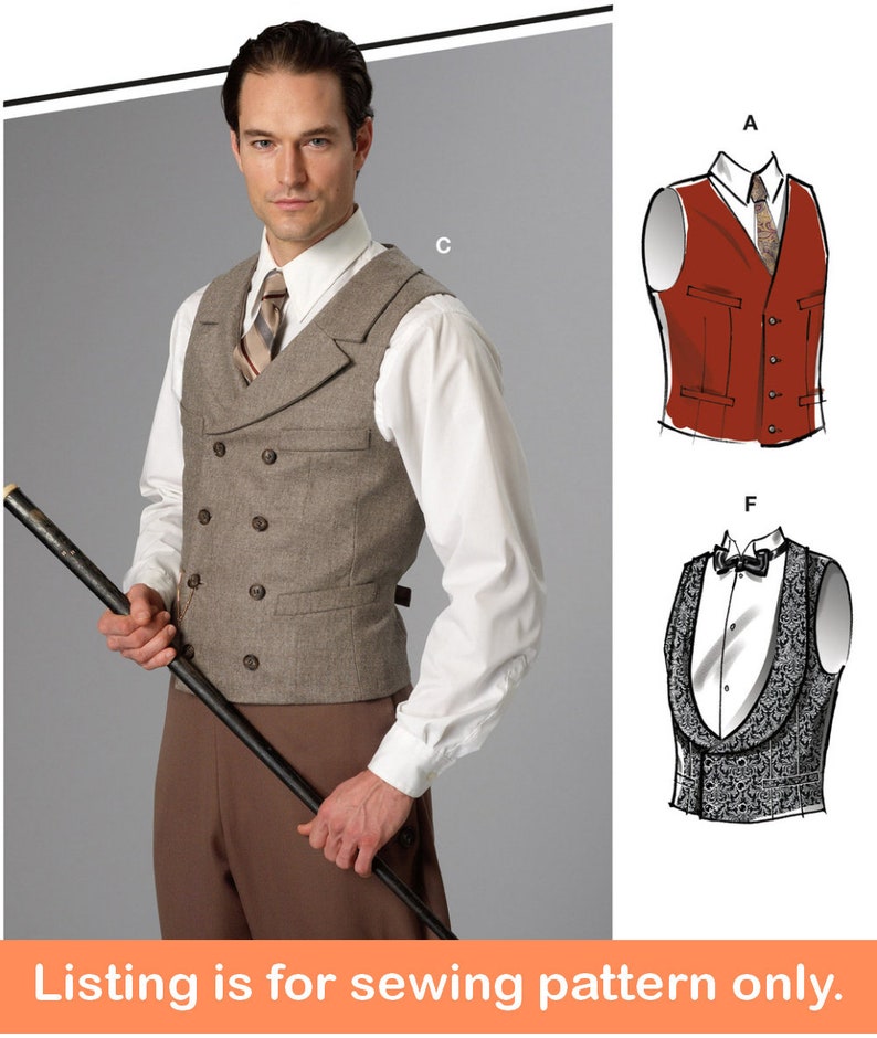 VEST SEWING PATTERN | Sew Mens Clothes Clothing Costume | Halloween ...