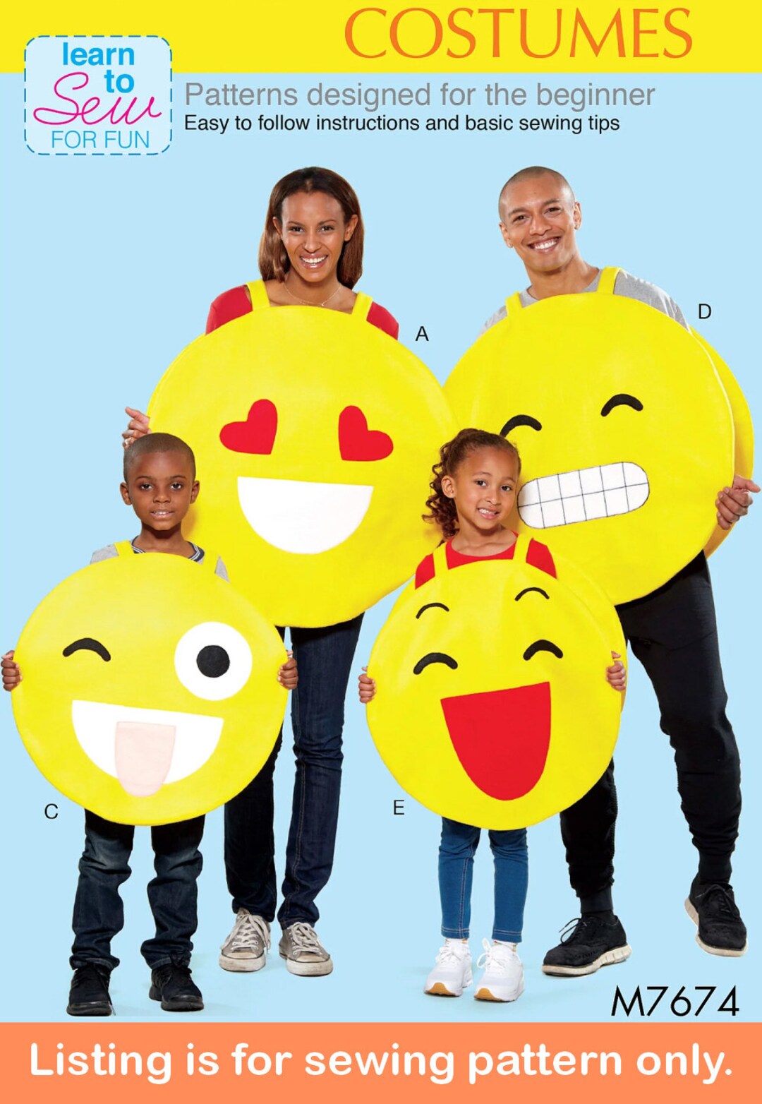 Sale!!! COSTUME SEWING PATTERN | Make Halloween Carnival Outfit | Emoji ...