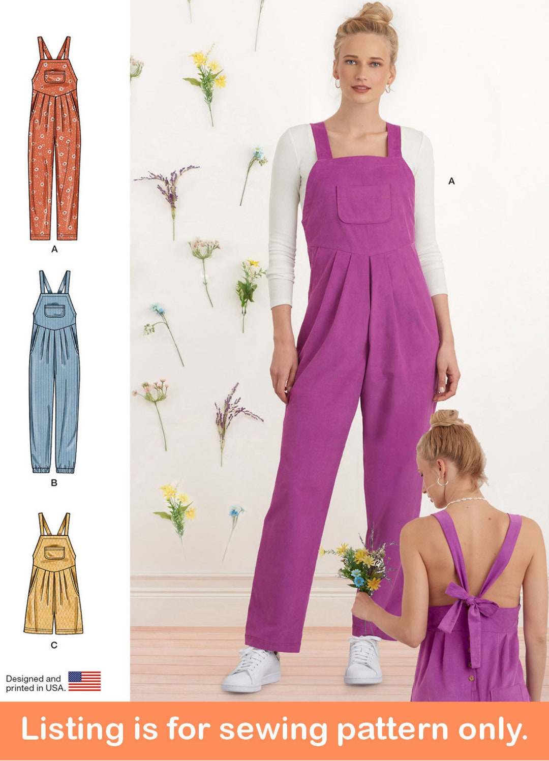 OVERALLS SEWING PATTERN | Sew Womens Clothes Clothing | Bib Pocket Long ...