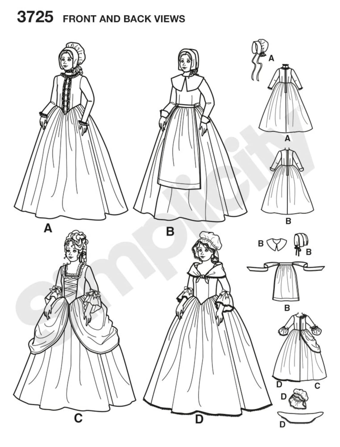 COSTUME SEWING PATTERN make Halloween Dress Girl Pilgrim | Etsy