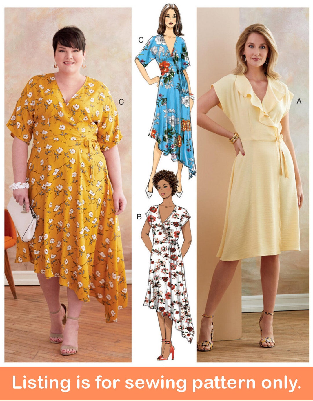 DRESS SEWING PATTERN | Sew Womens Clothes Clothing | Wrap Spring Summer ...