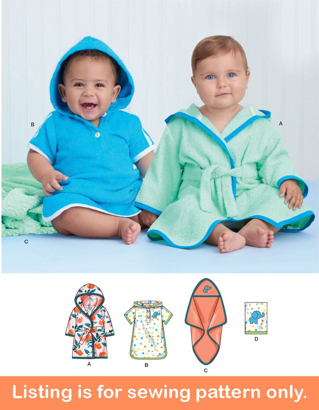 BATH SEWING PATTERN | Sew Baby Boys Girls Infant Gift | Hooded Hood ...