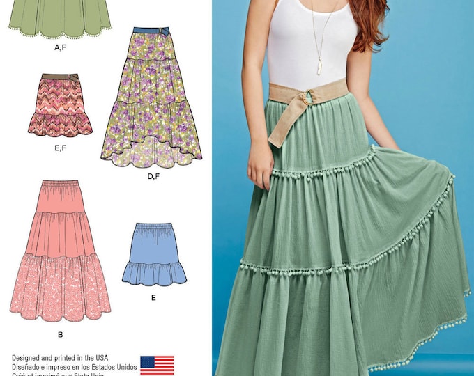 SKIRT SEWING PATTERN Sew Womens Clothes Clothing Long Maxi Tiers Boho ...