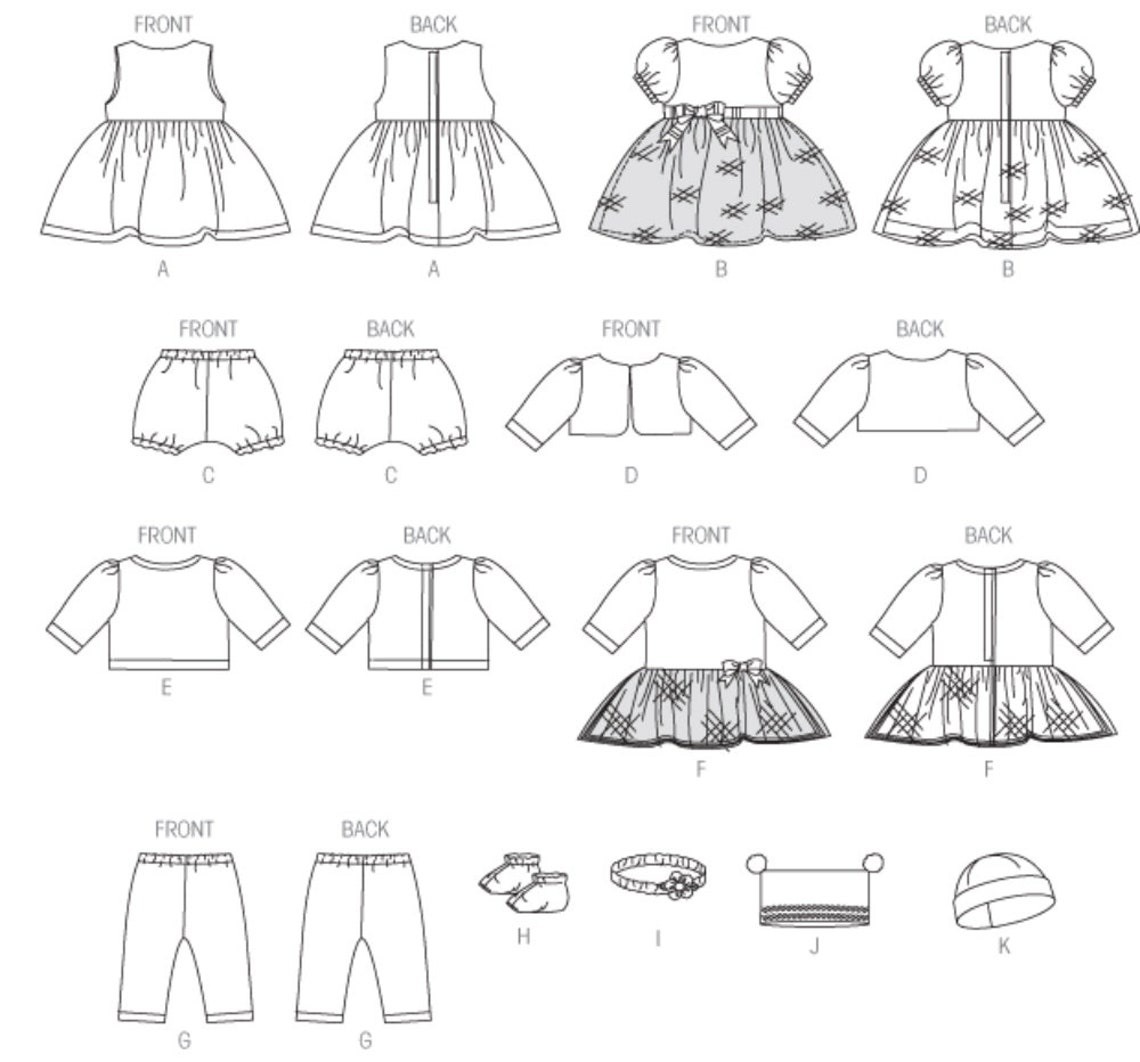 DOLL CLOTHES Sewing PATTERN |sew Clothing for 11" 12" 15" 16" Baby Doll ...