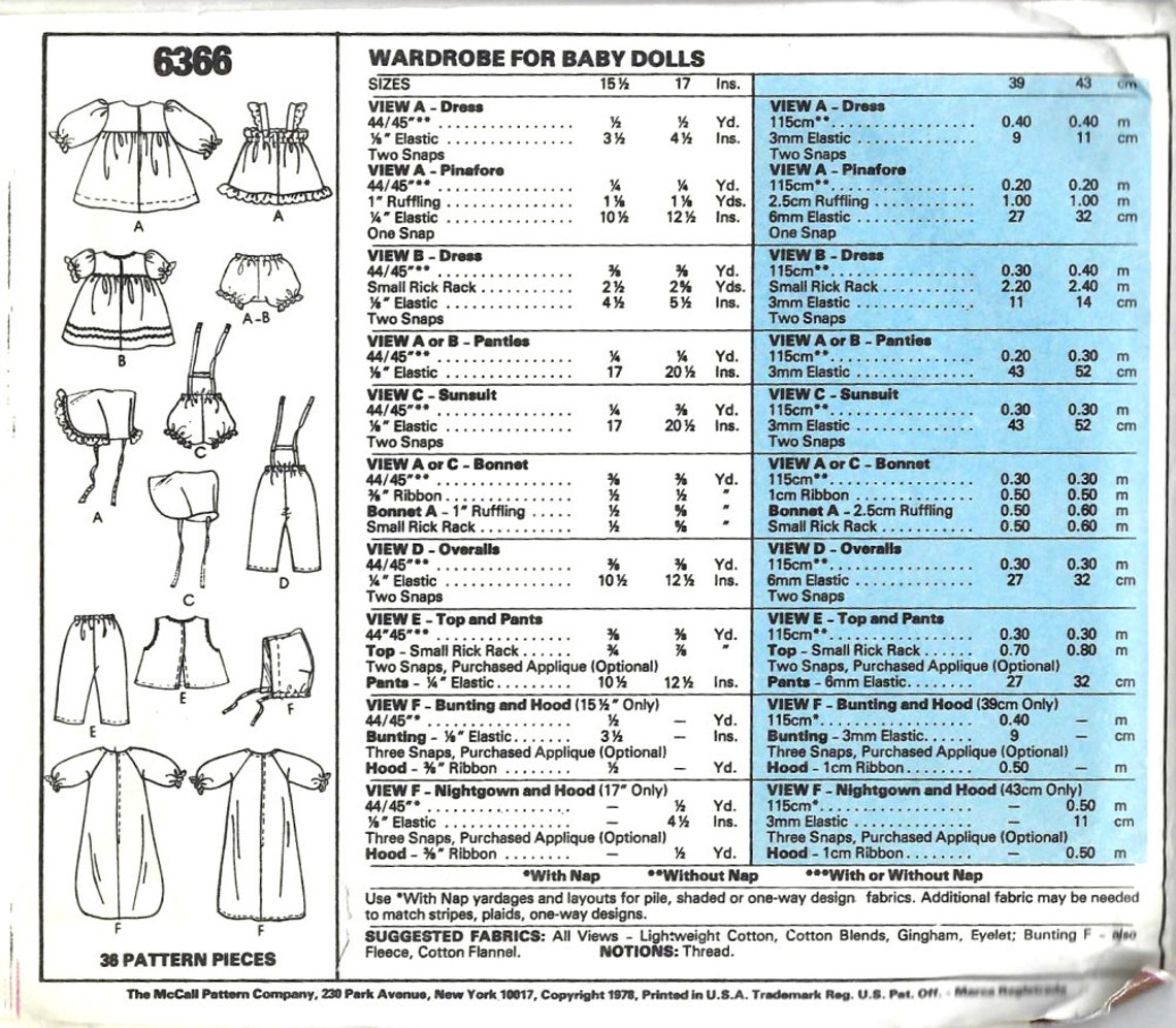 Vintage DOLL CLOTHES Sewing PATTERN Uncut 1970s 70s Make | Etsy