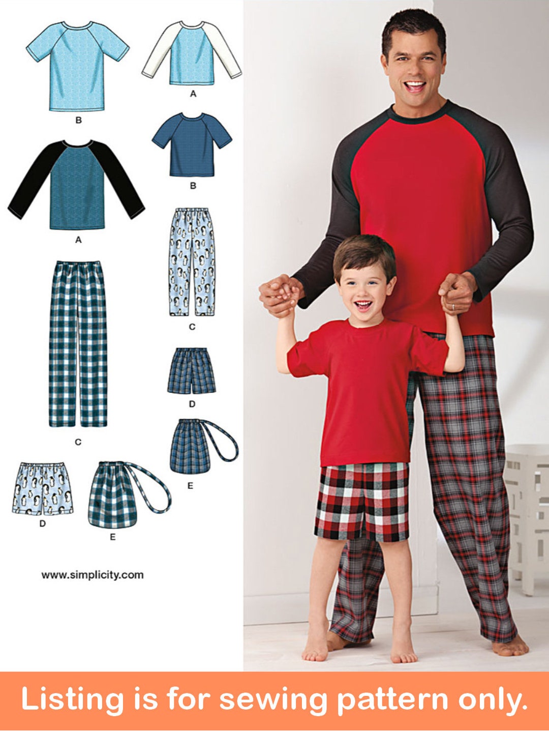 PAJAMAS SEWING PATTERN | Sew Men Boys Matching Clothes Clothing ...