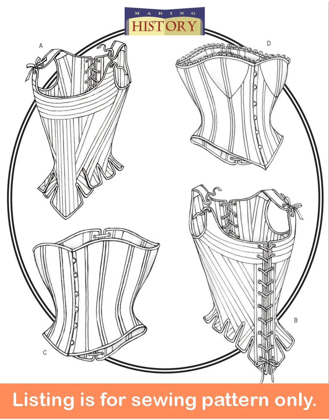 CORSET STAYS Sewing PATTERN | Sew Women Bodice Underwear | Size 6 8 10 ...