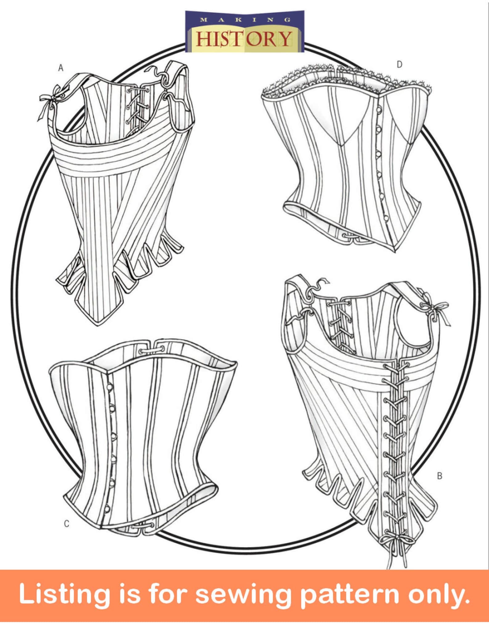 CORSET STAYS Sewing PATTERN | Sew Women Bodice Underwear | Size 6 8 10 ...