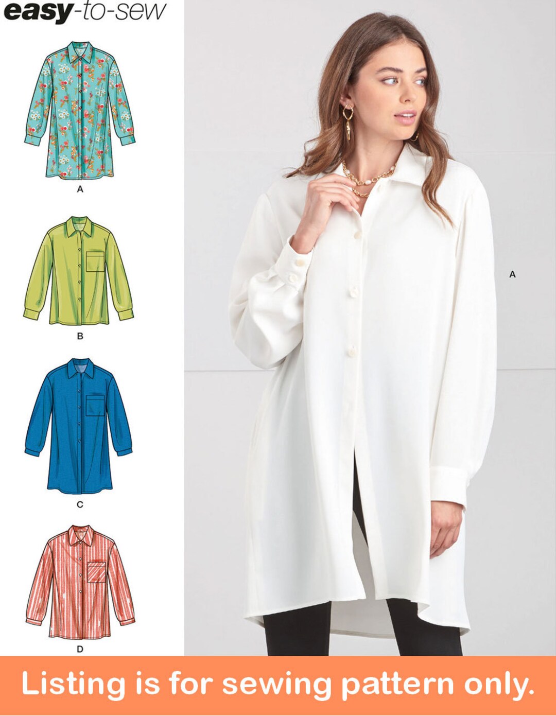 SHIRT SEWING PATTERN | Sew Womens Clothes Clothing | Button-down Blouse ...