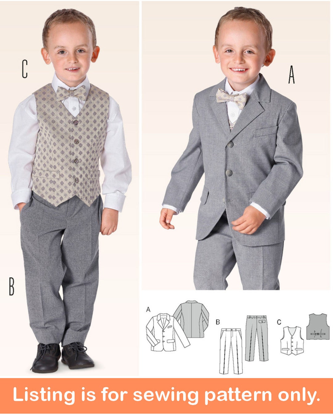 SUIT SEWING PATTERN | Sew Boy Clothes Clothing | Formal Jacket Pants ...