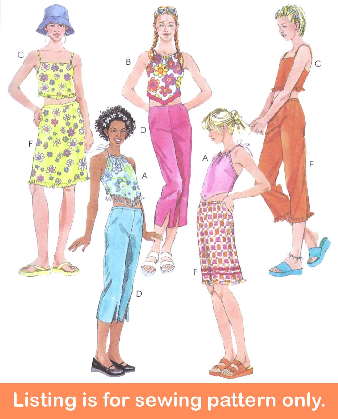 GIRLS SEWING PATTERN Sew Tween Teen Clothes Clothing Tank Top Skirt ...