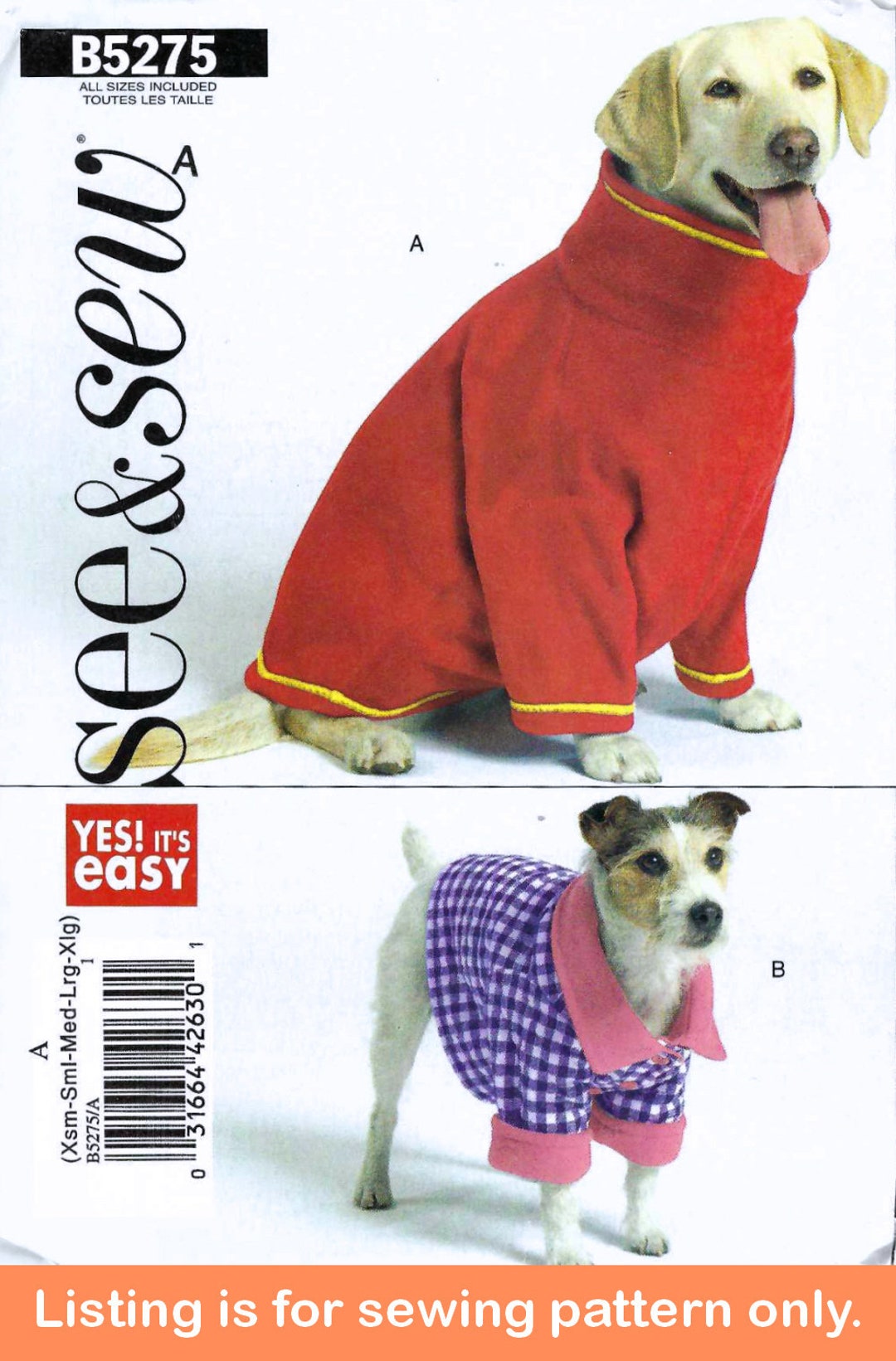 PET SEWING PATTERN | Sew Dog Clothes Clothing | Winter Coat Shirt ...