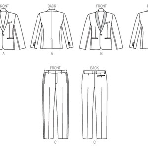 SUIT SEWING PATTERN Sew Mens Clothes Clothing Formal Party Dress Pants Jacket Blazer Tux Tuxedo ...