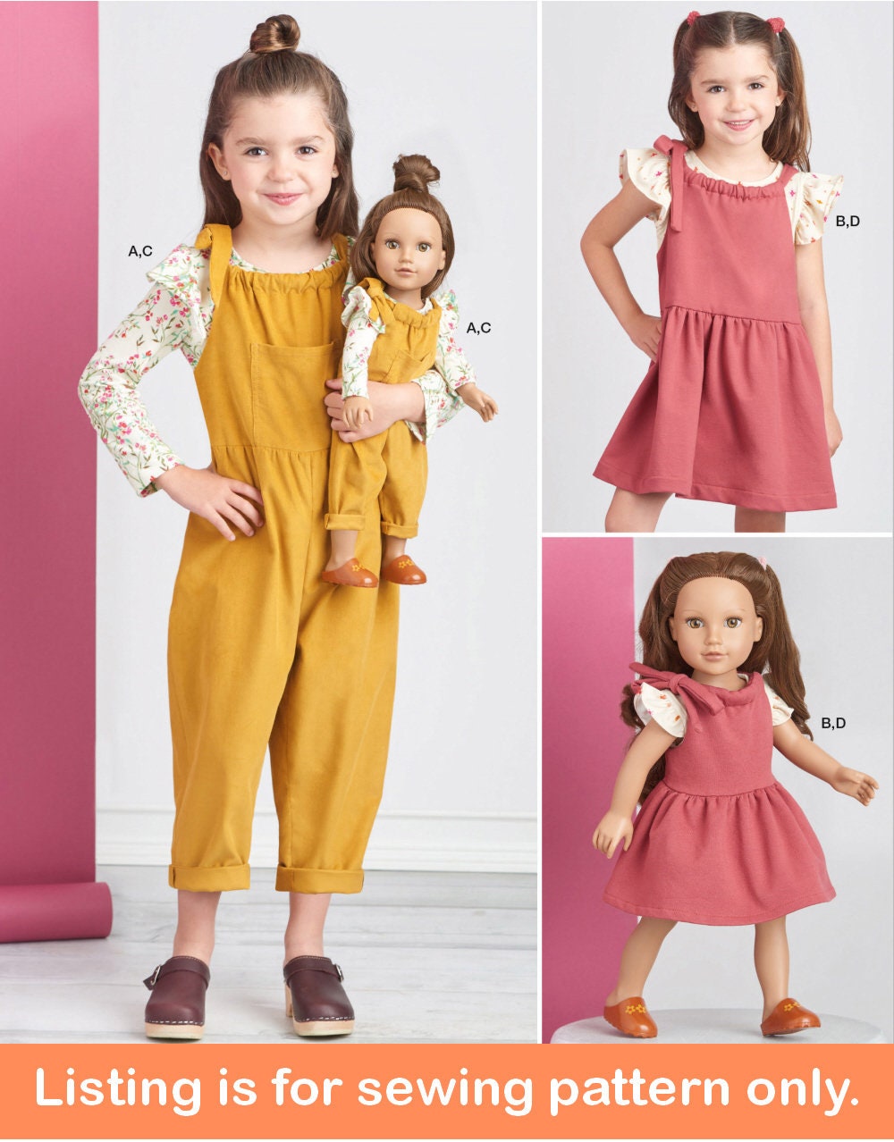 GIRLS SEWING PATTERN | Sew Matching Kids 18 Inch Doll Clothes Clothing ...