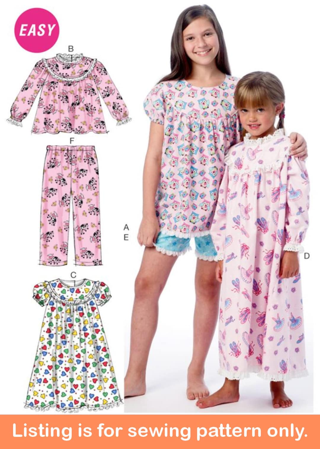 SLEEPWEAR SEWING PATTERN | Make Girls Clothes | Kids Short Pajamas Pjs ...