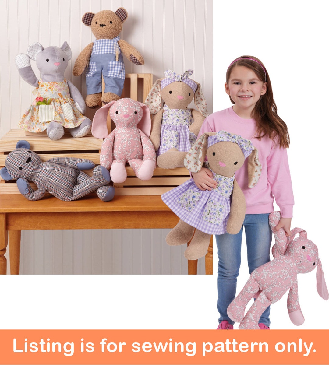 STUFFED ANIMAL Sewing PATTERN | Sew Large 15" Soft Plush Toy | Teddy ...