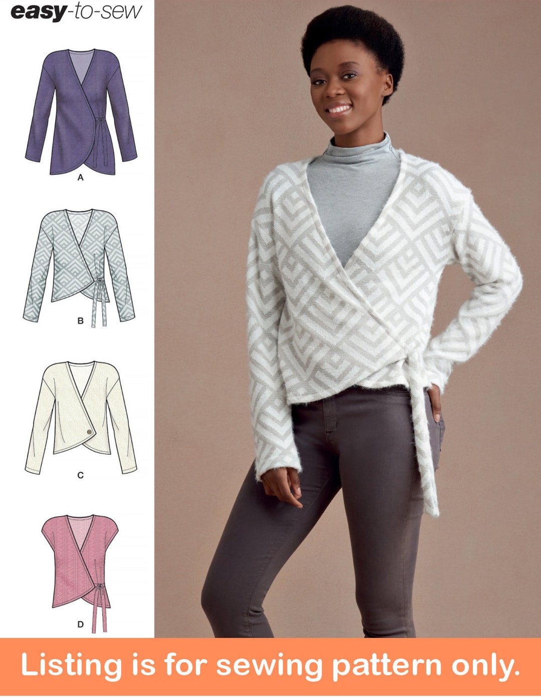 CARDIGAN SEWING PATTERN | Sew Womens Misses Clothes Clothing | Wrap ...