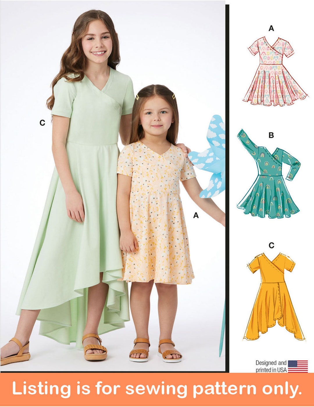 DRESS SEWING PATTERN | Sew Girls Clothes Clothing | Long Short Sleeves ...