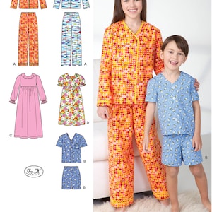 PAJAMAS SEWING PATTERN make Girls Boys Nightwear Kids Clothes Sleepwear ...