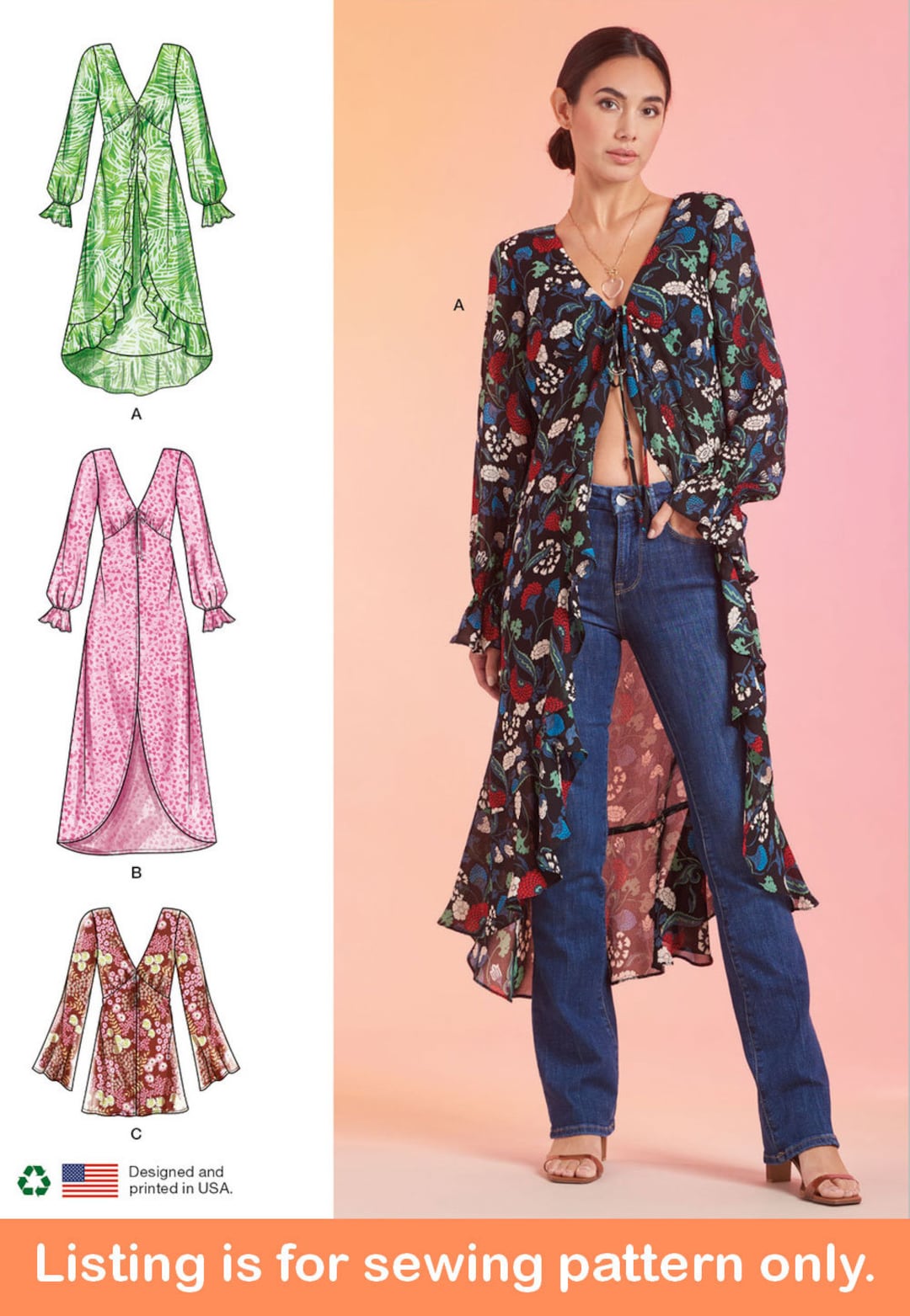 DUSTER SEWING PATTERN | Sew Women Clothes Clothing | Long Short Cover ...