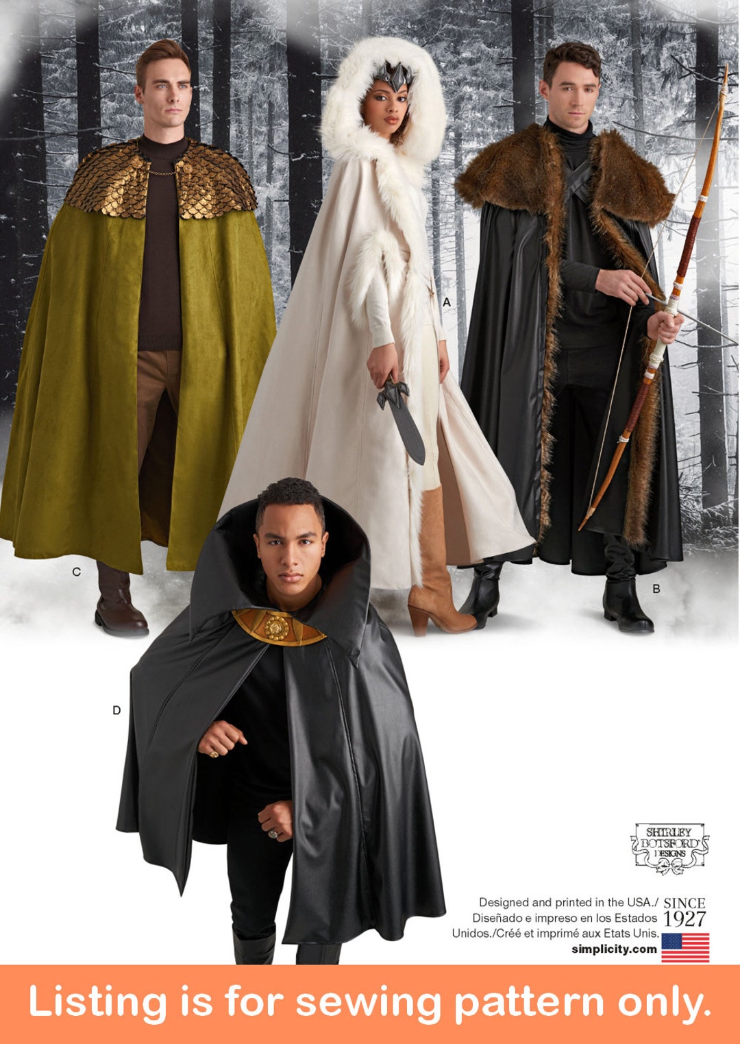 CAPE SEWING PATTERN | Sew Mens Womens Halloween Outfit | Costume Cloak ...