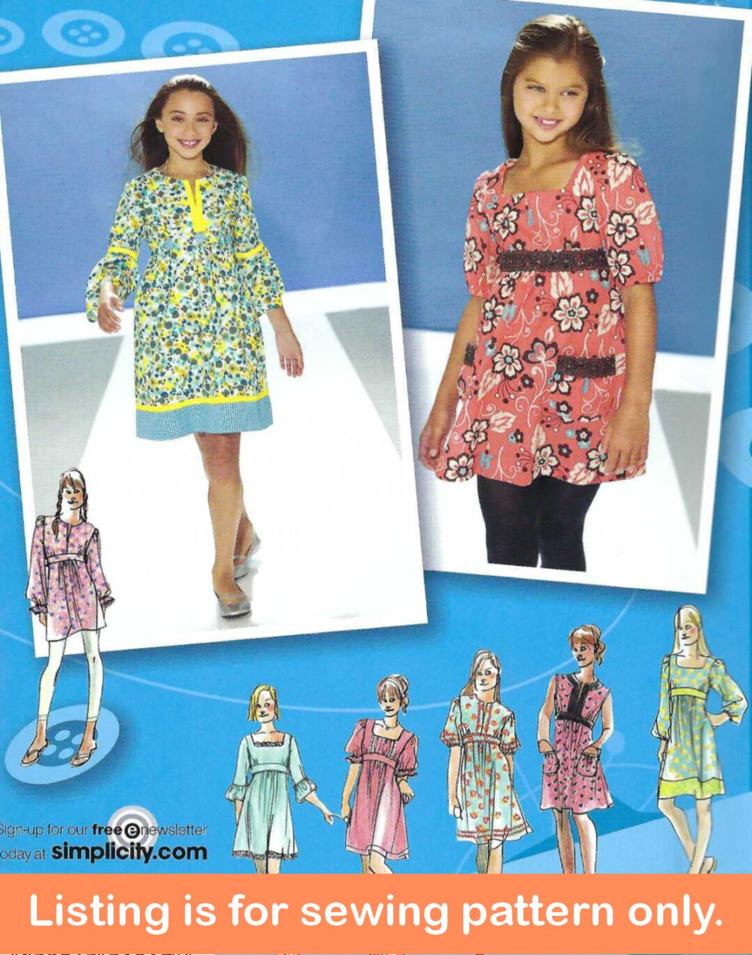 DRESS SEWING PATTERN Sew Girls Tween Teen Clothes Clothing Long Short ...