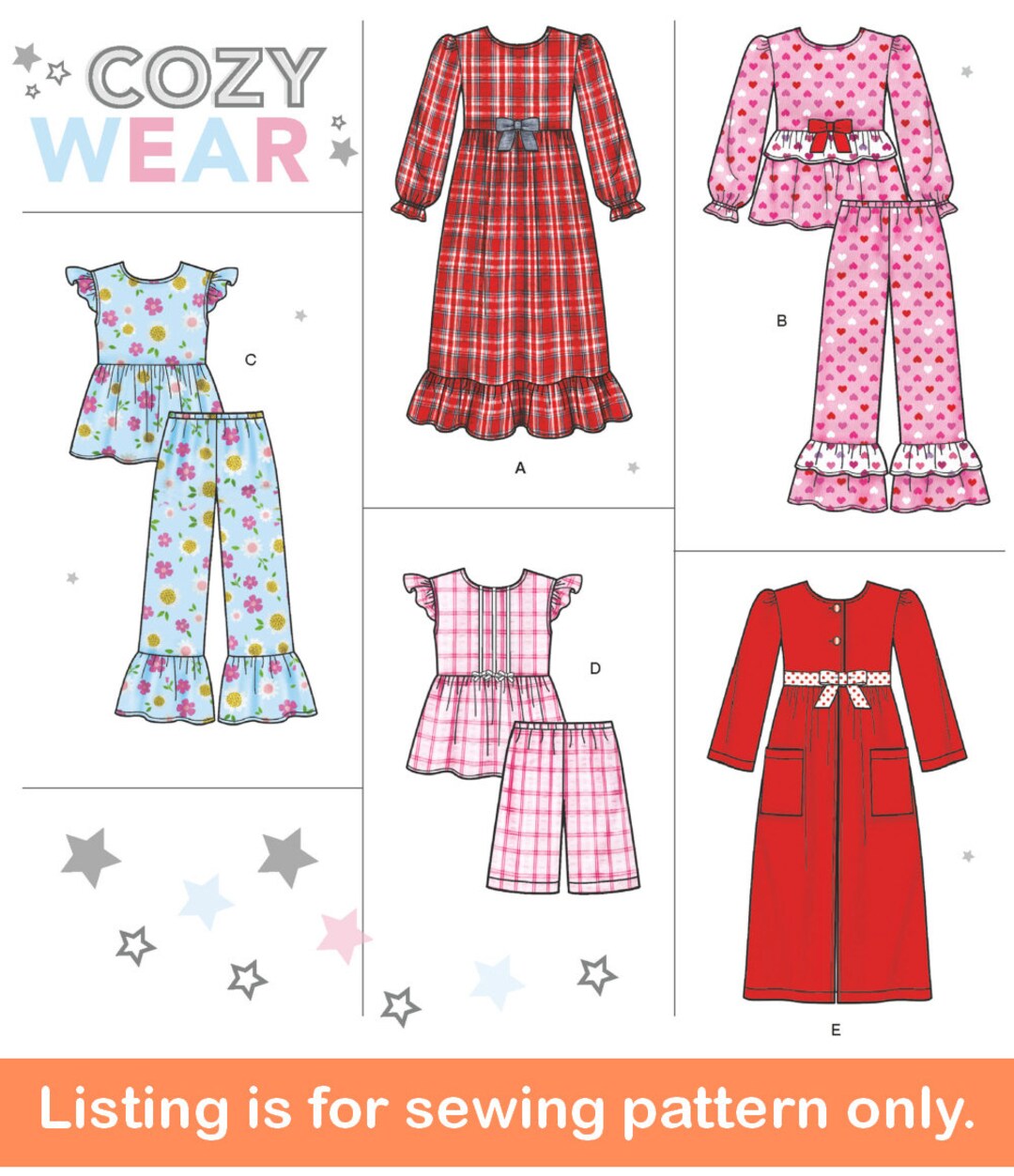 SLEEPWEAR SEWING PATTERN | Sew Girls Clothes Clothing | Pajamas Pjs ...