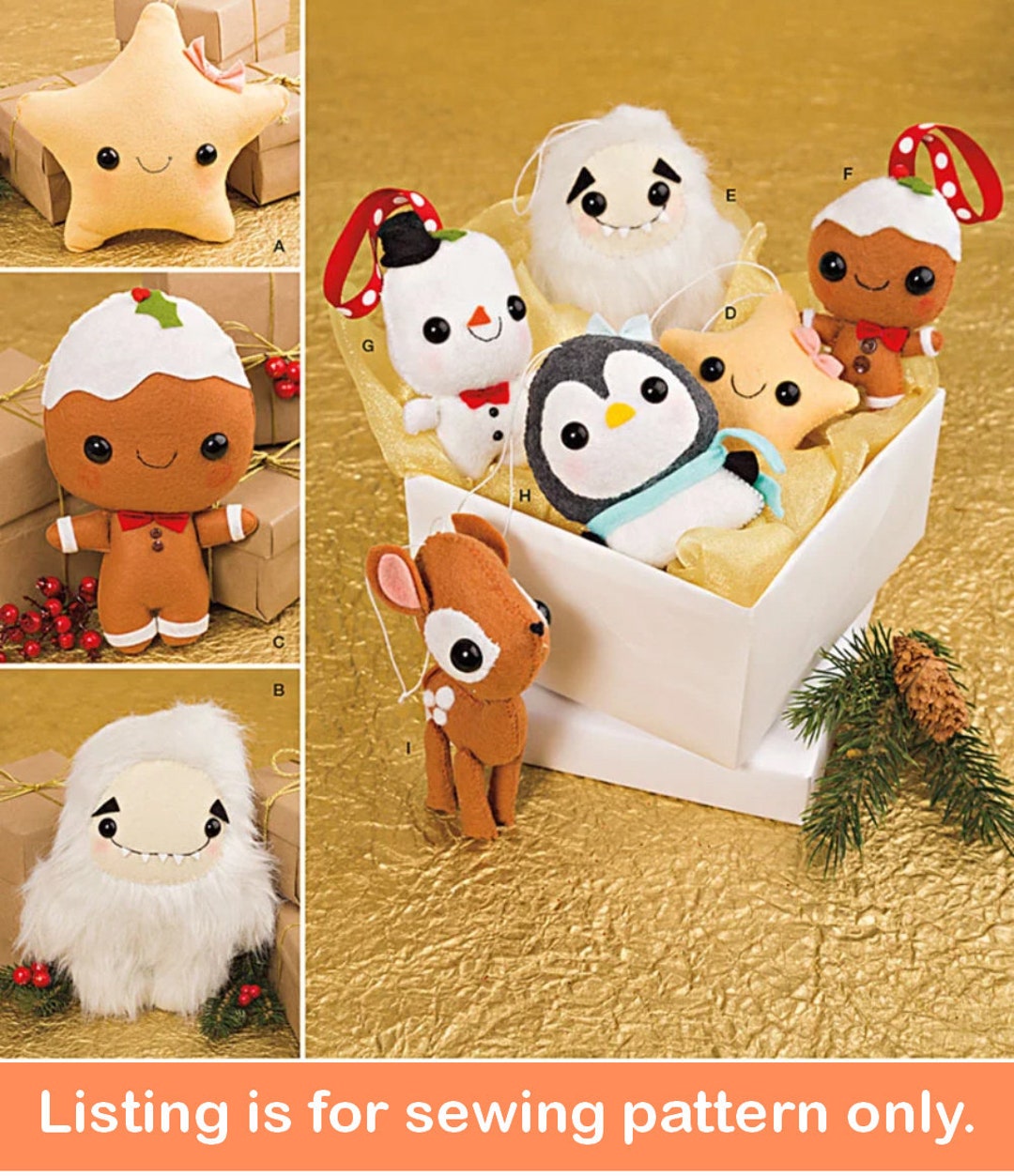 CHRISTMAS SEWING PATTERN | Sew Stuffed Toy & Ornaments | Soft Cloth ...