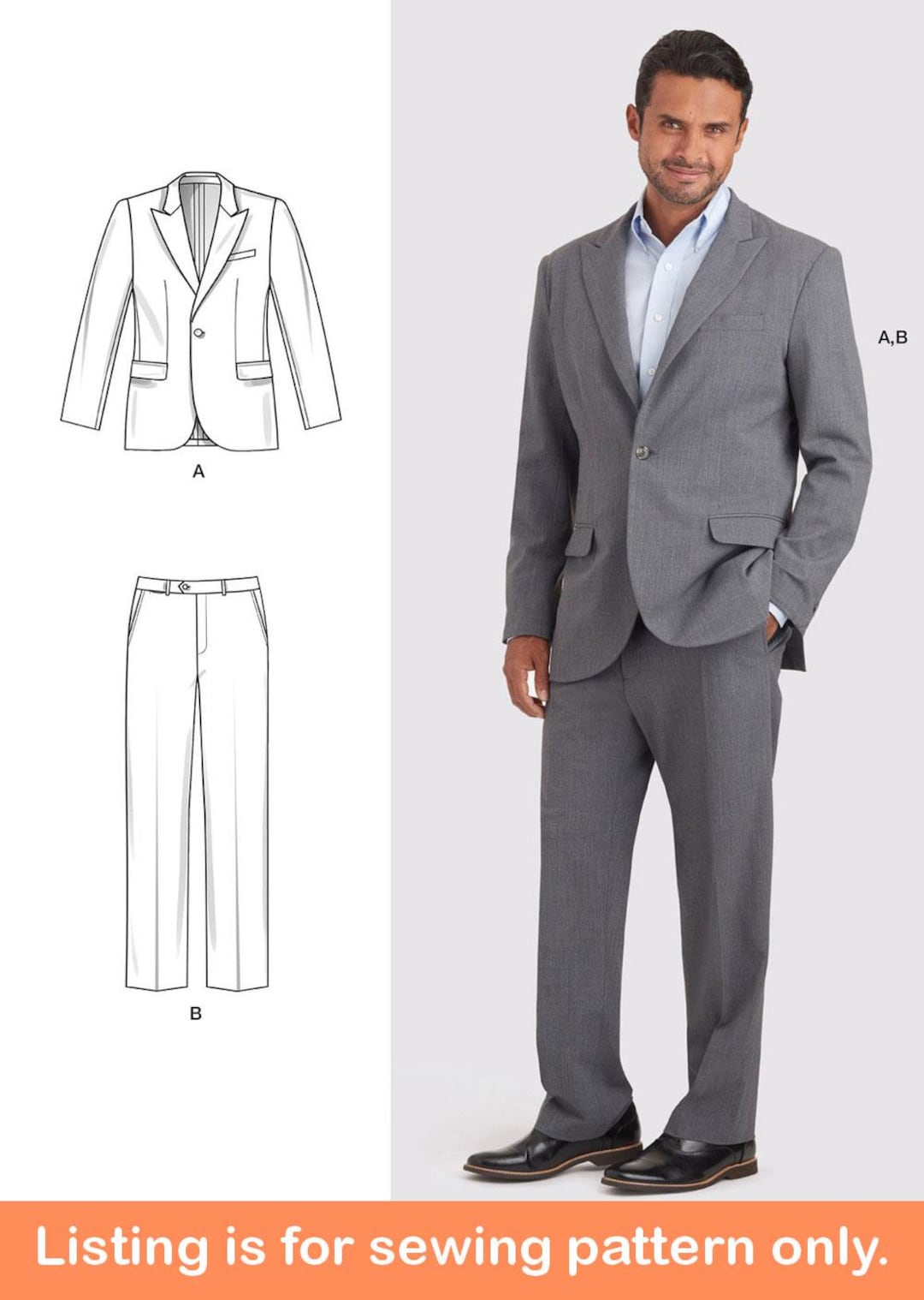 SUIT SEWING PATTERN | Sew Men Clothes Clothing | Suit Jacket Coat ...