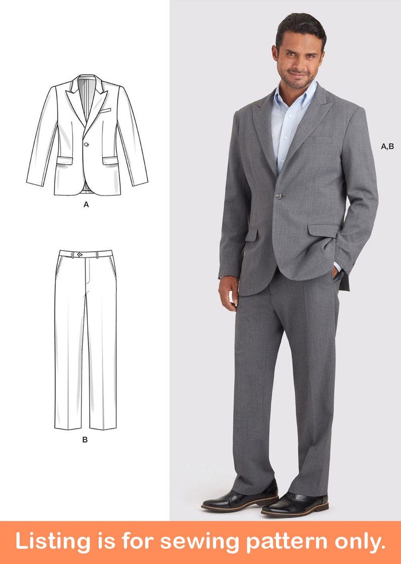 SUIT SEWING PATTERN | Sew Men Clothes Clothing | Suit Jacket Coat ...