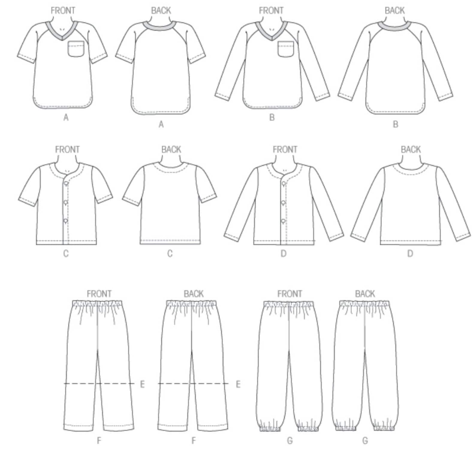 PAJAMAS SEWING PATTERN | Sew Boys Clothes Clothing | Long Short Pjs ...