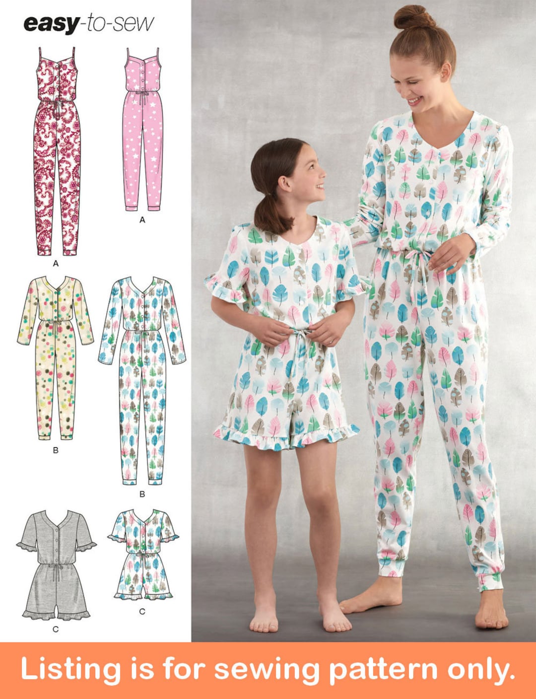 PAJAMAS SEWING PATTERN | Sew Matching Women Girl Clothes Clothing ...